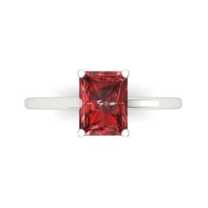 clara pucci 1.95ct emerald cut solitaire natural scarlet red garnet 4-prong classic designer statement ring 14k white gold for women