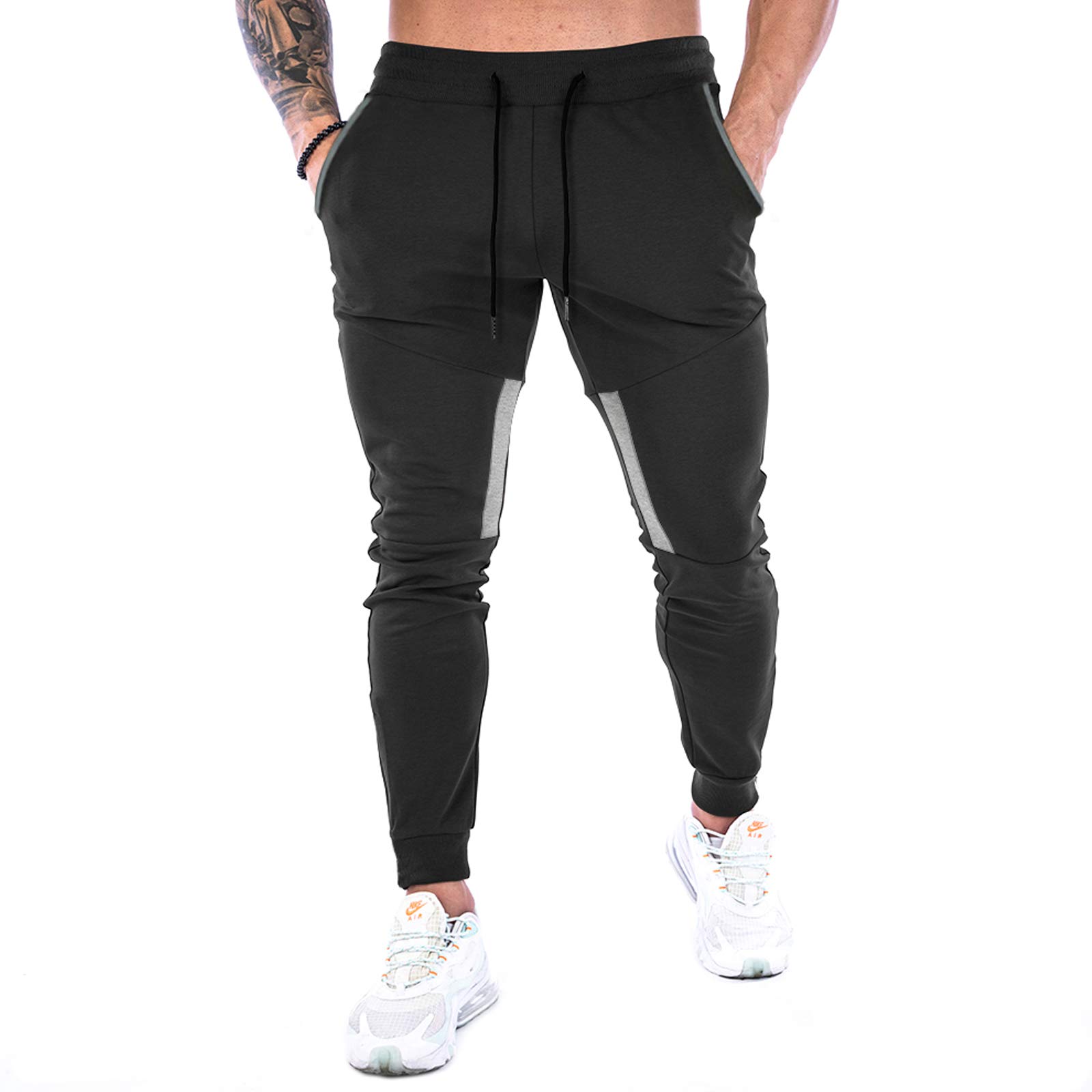 GANSANRO Mens Joggers Sweatpants Slim Fit Mens Athletic Jogger Pants, Sweatpants for Men with Zipper Pockets Black