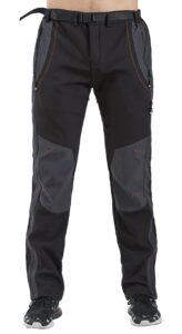 gash hao men's ski snow pants waterproof hiking snowboard pants breathable fleece lined zipper bottom leg (170black 32w x 32l)