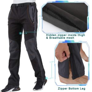 Gash Hao Men's Ski Snow Pants Waterproof Hiking Snowboard Pants Breathable Fleece Lined Zipper Bottom Leg (170Black 32W X 32L)