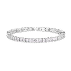 pavoi 14k gold plated cubic zirconia classic tennis bracelet | white gold bracelets for women | 3mm cz, 6.5 inches