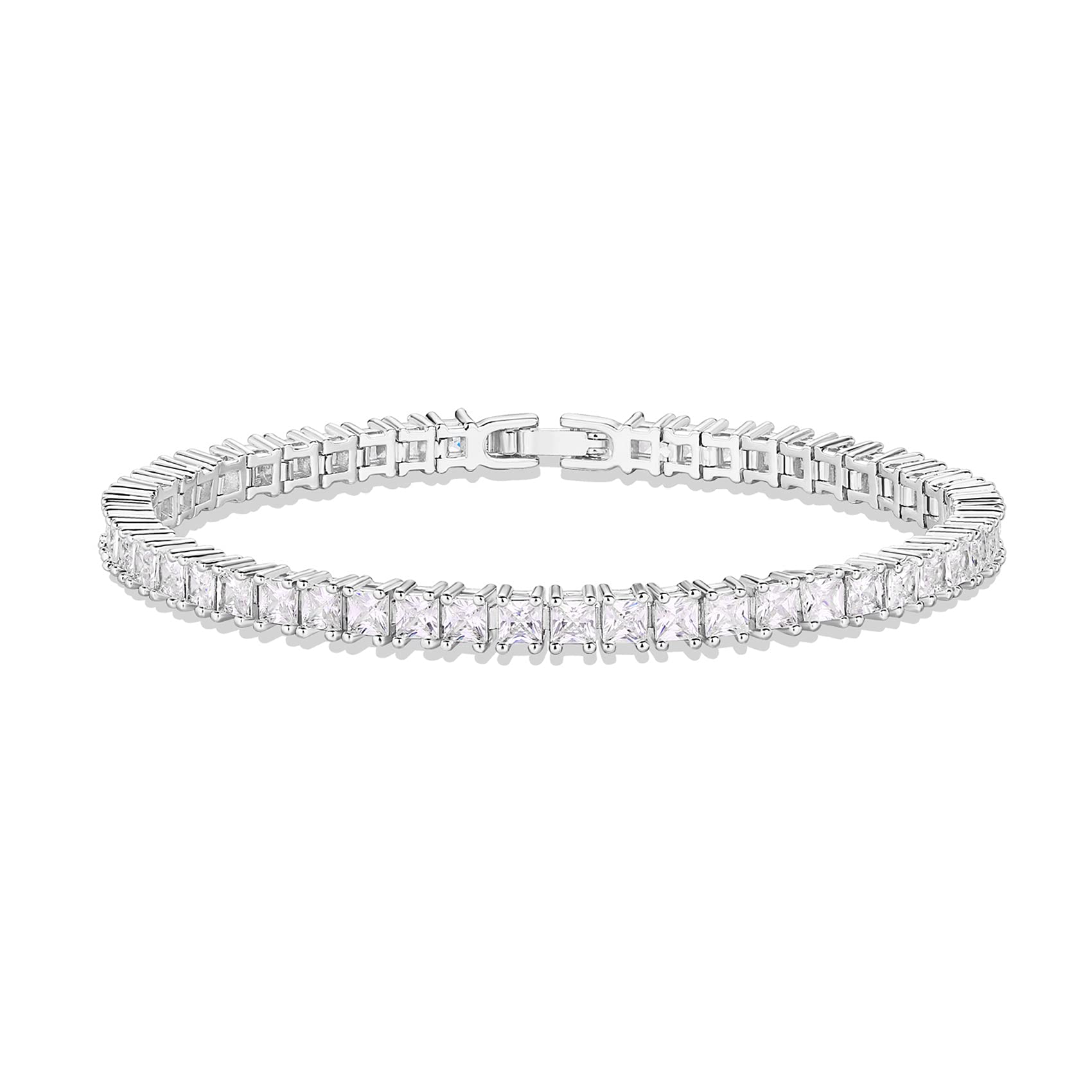 PAVOI 14K Gold Plated Cubic Zirconia Classic Tennis Bracelet | White Gold Bracelets for Women | 3mm CZ, 7 Inches