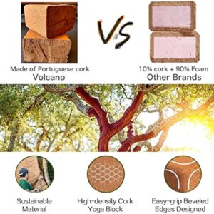 Cork Yoga Blocks 2 Pack Set -Natural Cork from Portugal, 9"x6"x4" Yoga Blocks Non-Slip&Anti-Tilt for Women| Men, Lightweight, Odor-Resistant| Moisture-Proof, Perfect Yoga Equipment