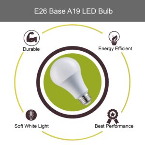 LABORATE LIGHTING A19 LED Light Bulbs - E26 Base, 75W, 1100 Lumens, Soft White 3000K Illumination - Dimmable, Energy Saving Outdoor & Indoor Home, Commercial Lighting - 80+ CRI, 10-Year Life - 4-Pack