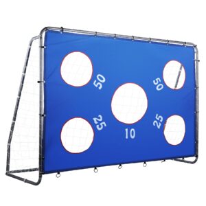 zelus soccer goal 8 x 5.6 ft, 2 in 1 powder coated soccer goal frame with all weather net & detachable target goal net for improving skills