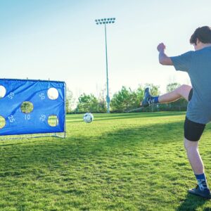 ZELUS Soccer Goal 8 x 5.6 ft, 2 in 1 Powder Coated Soccer Goal Frame with All Weather Net & Detachable Target Goal Net for improving Skills