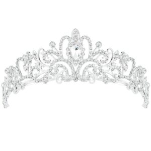 aoprie silver tiaras and crowns for women girls princess crystal crown with combs women's headbands bridal wedding prom birthday party headbands for women