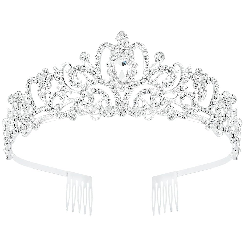 AOPRIE Silver Tiaras and Crowns for Women Girls Princess Crystal Crown with Combs Women's Headbands Bridal Wedding Prom Birthday Party Headbands for Women