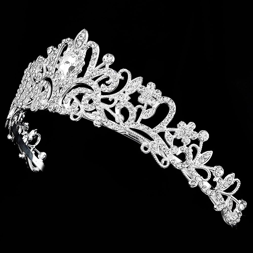 AOPRIE Silver Tiaras and Crowns for Women Girls Princess Crystal Crown with Combs Women's Headbands Bridal Wedding Prom Birthday Party Headbands for Women