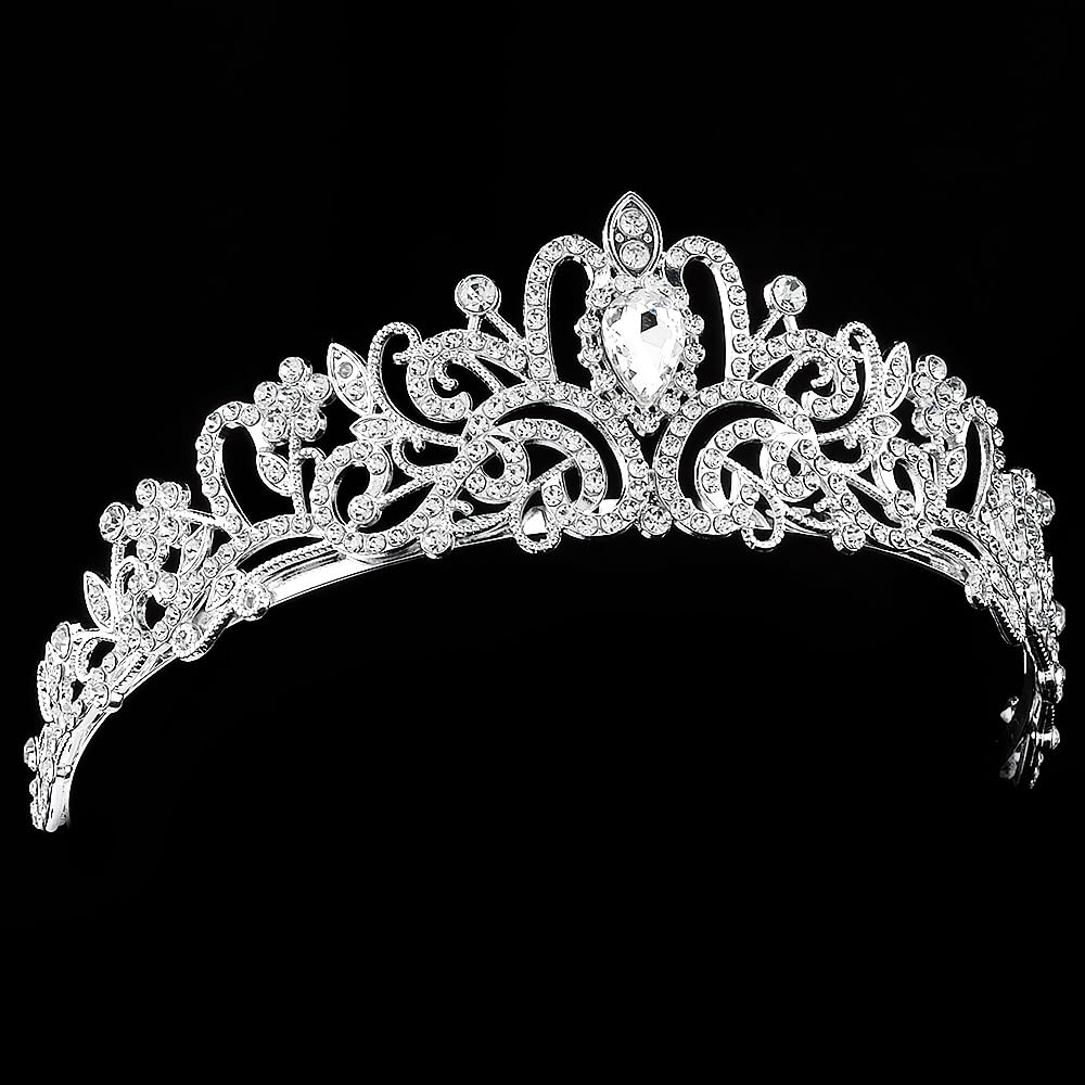 AOPRIE Silver Tiaras and Crowns for Women Girls Princess Crystal Crown with Combs Women's Headbands Bridal Wedding Prom Birthday Party Headbands for Women