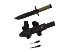 12.75" tactical survival rambo hunting fixed blade for practical use durable knife army bowie w sheath (style 2 green)