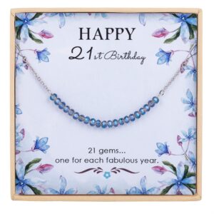 essie odila 21st birthday necklace for women 925 sterling silver sweet 21 gift with crystal beads jewelry for daughter sister niece