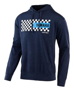 troy lee designs official mens yamaha checkers | fleece | pullover | hoodie (navy heather, xxl)