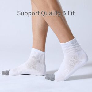 FITRELL 6 Pack Men's Ankle Socks Athletic Cushioned Sports Running Socks, Shoe Size 9-12, White