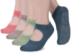 unenow non slip grip yoga socks for women with cushion for pilates, barre, dance