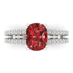 clara pucci 3.47ct cushion cut solitaire with accent natural scarlet red garnet designer statement accent ring solid 14k white gold