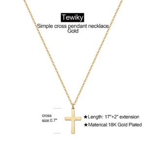 Tewiky Gold Necklace for Women, Dainty Cross Necklaces Simple Plated Y2k Cute Pendant Handmade Women Trendy Jewelry Gifts