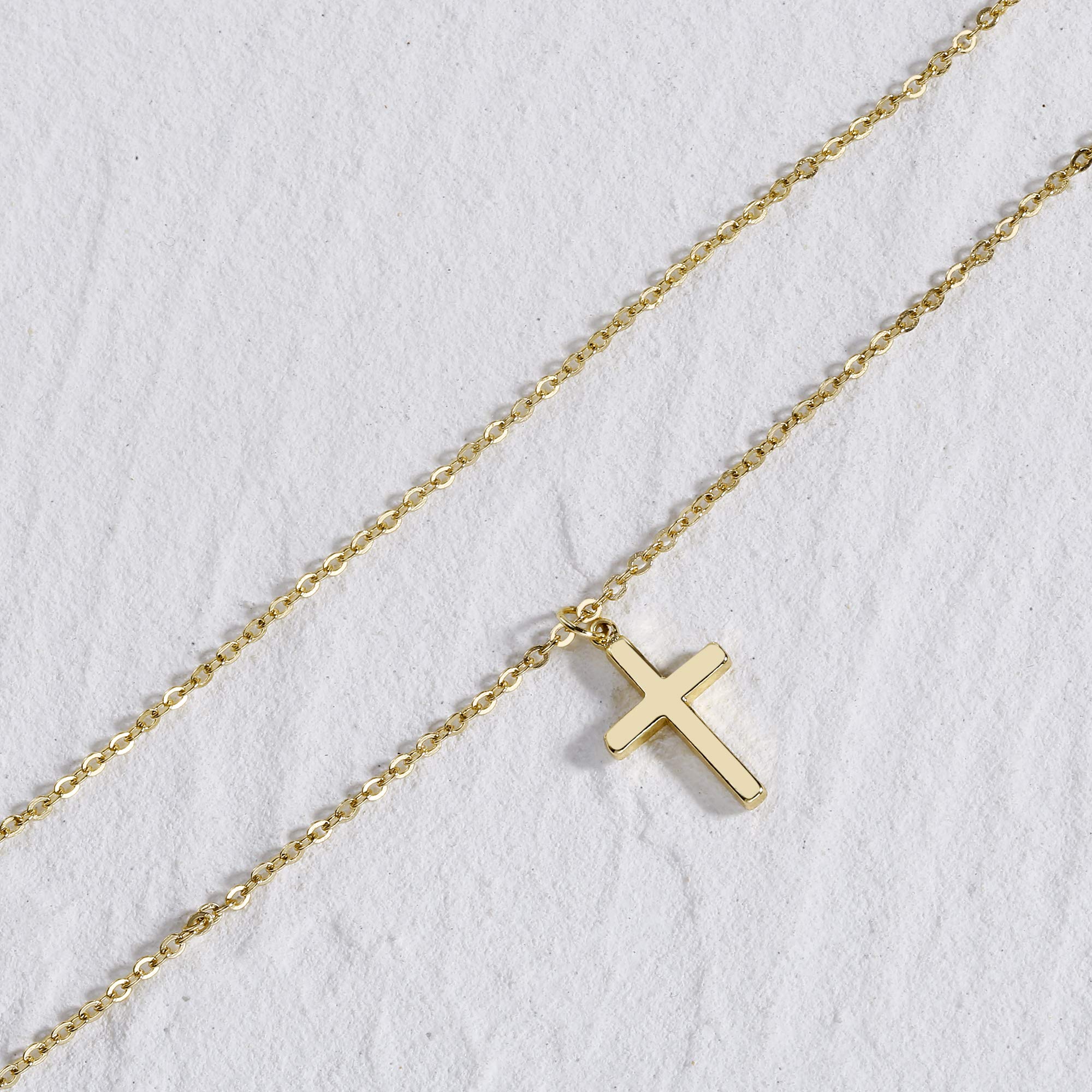 Tewiky Gold Necklace for Women, Dainty Cross Necklaces Simple Plated Y2k Cute Pendant Handmade Women Trendy Jewelry Gifts