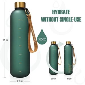 Opard 27oz/32oz Motivational Water Bottle with Time Marker to Drink, Reusable Plastic Bottle with BPA Free Tritan for Gym and Sports