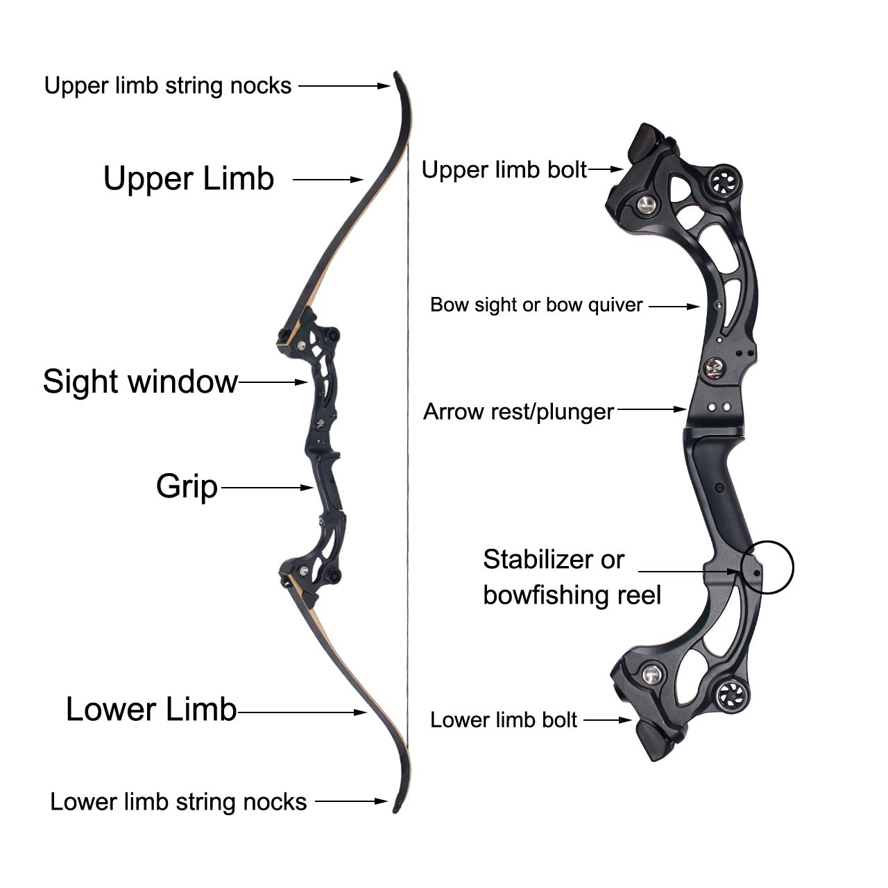 Topbows 64" Takedown Recurve Bow Metal Riser 30-60Lbs Right Handed for Archery Hunting (50Lbs)