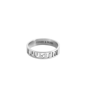 elefezar 925 sterling silver personalized cut out name ring inner engraving (silver)