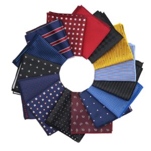 goadafoo 15 pack handkerchiefs men 22cm blue burgundy black pocket squares dots kerchief accessories