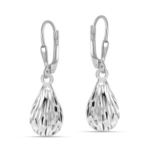 lecalla 925 sterling silver teardrop earrings jewelry | lightweight diamond-cut leverback oval drop dangle earrings for women - 30mm