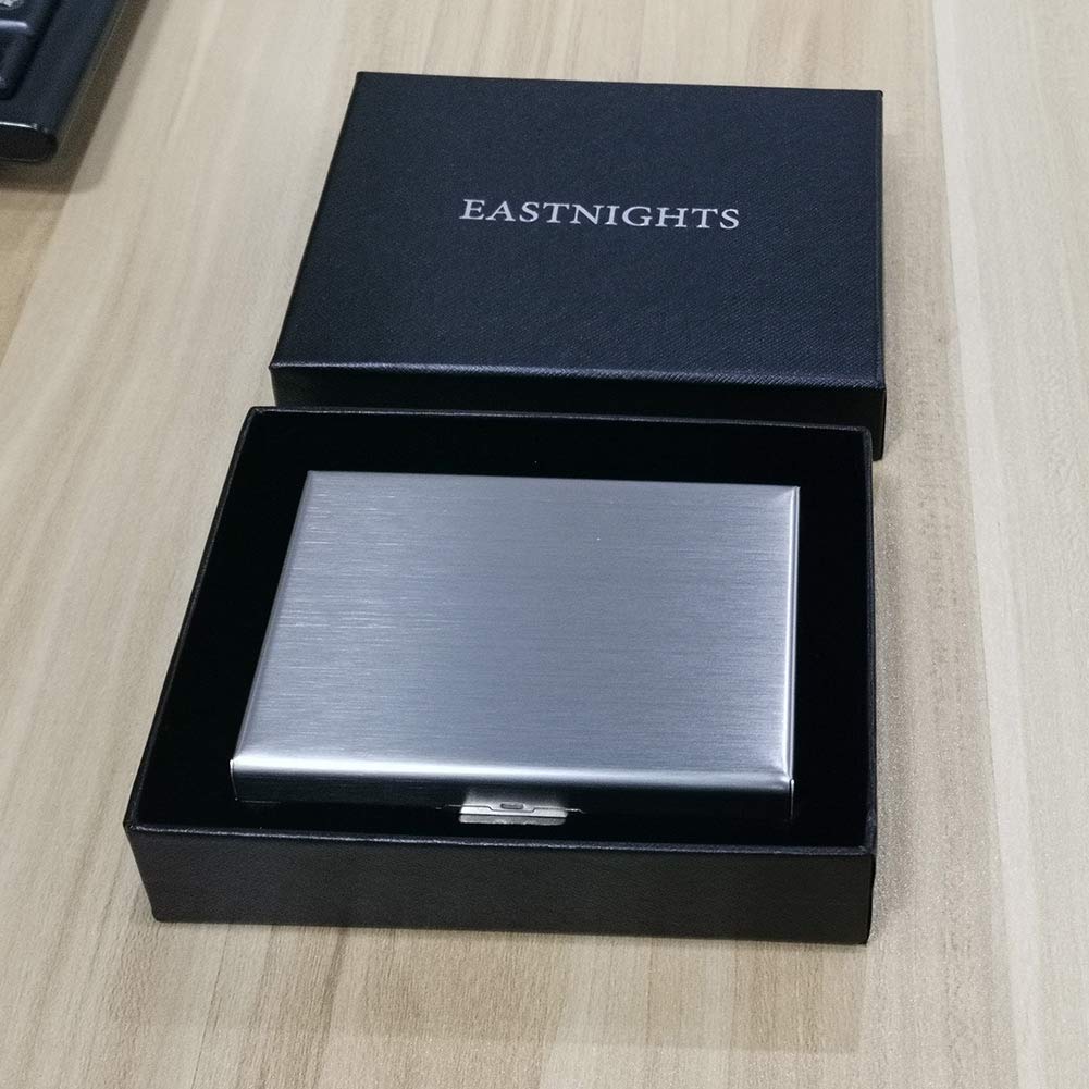 EASTNIGHTS RFID Credit Card Holder Protector Metal Credit Card Wallet Business Card Holder for Men Women Gift Box Package (Silver)