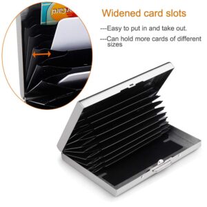 EASTNIGHTS RFID Credit Card Holder Protector Metal Credit Card Wallet Business Card Holder for Men Women Gift Box Package (Silver)