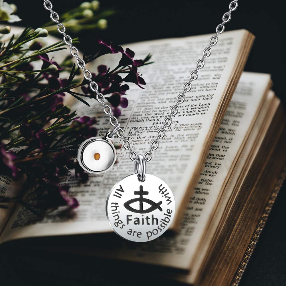 With Faith All Things are Possible Mustard Seed Necklace Christian Faith Gift (necklace)