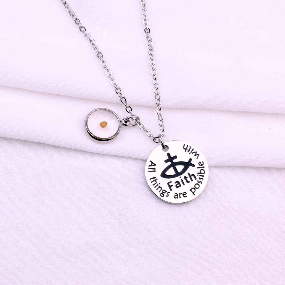 With Faith All Things are Possible Mustard Seed Necklace Christian Faith Gift (necklace)