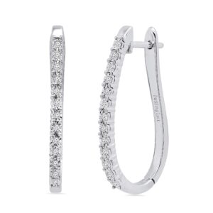 dazzlingrock collection 0.13 carat (ctw) round white diamond ladies hoop earrings, 10k white gold