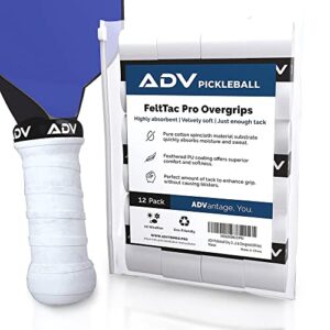 adv pickleball grip tape - very durable, sweat absorbing pickleball overgrip tape - dry & comfortable felttac pickleball paddle grip tape - easy to use & easy to install (white)