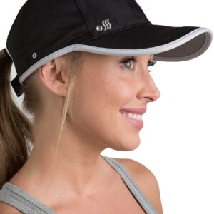 SAAKA Performance Sports Hat. Lightweight, Quick Drying. Running, Tennis & Golf Cap for Women (Black, Small)