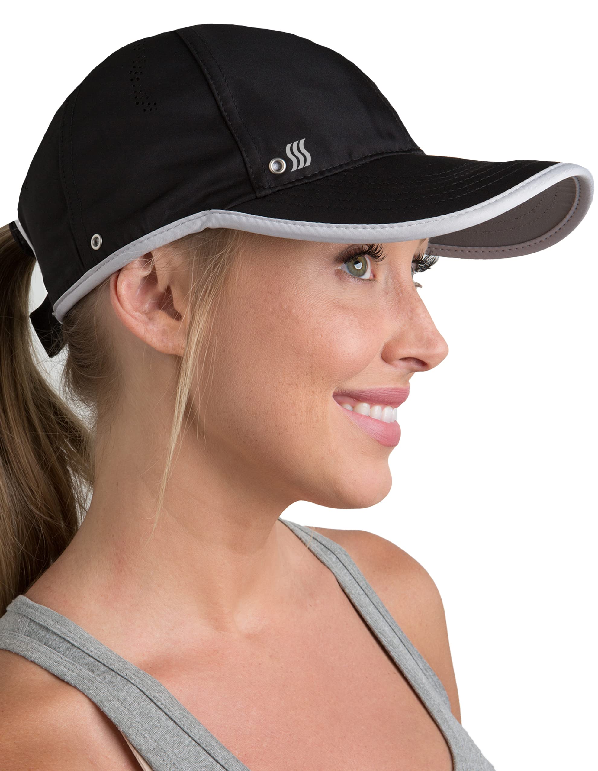 SAAKA Performance Sports Hat. Lightweight, Quick Drying. Running, Tennis & Golf Cap for Women (Black, Small)