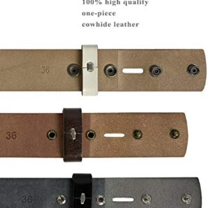 HA0038-BS036-W Cowtown Western Tooled Full Grain Genuine Leather Belt 1 1/2"(38mm) Wide (Black, 30)