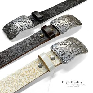 HA0038-BS036-W Cowtown Western Tooled Full Grain Genuine Leather Belt 1 1/2"(38mm) Wide (Black, 30)