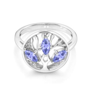 Gem Stone King 925 Sterling Silver Blue Tanzanite Family Tree of Life Ring For Women (0.75 Cttw, Gemstone December Birthstone, Available In Size 5, 6, 7, 8, 9)