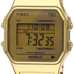 Timex T80 34mm unisex-adult Watch – Gold-Tone with Stainless Steel Expansion Band