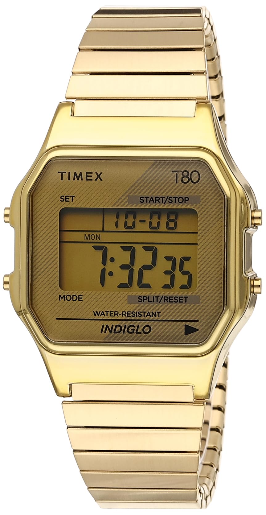 Timex T80 34mm unisex-adult Watch – Gold-Tone with Stainless Steel Expansion Band