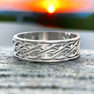 Endless Irish Celtic Knot Band Ring Oxidized 925 Sterling Silver Viking Wedding Eternity Rings Unisex Woven Thumb Ring/Norse Nordic Jewelry for Men Women (8)