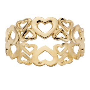 palmbeach 10k yellow gold open heart eternity ring (6.5mm) sizes 6-10 size 6