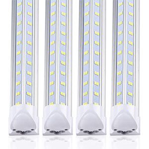 toptroned (10-pack) 8ft led shop light fixture,v shape 120w 19000lm 5000k (daylight white),8 foot, 96'' t8 integrated led tube, linkable led bulbs for garage, warehouse, plug and play, clear lens