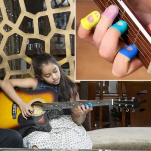 30pcs Silicone Guitar Finger Guards Fingertip Protectors Fingertip Protection Covers Caps for Stringed Instruments, Sewing and Embroidery (5 Sizes)