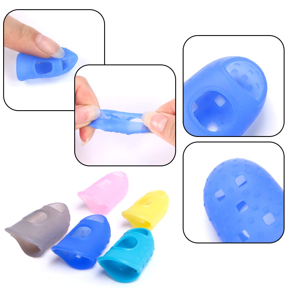 30pcs Silicone Guitar Finger Guards Fingertip Protectors Fingertip Protection Covers Caps for Stringed Instruments, Sewing and Embroidery (5 Sizes)