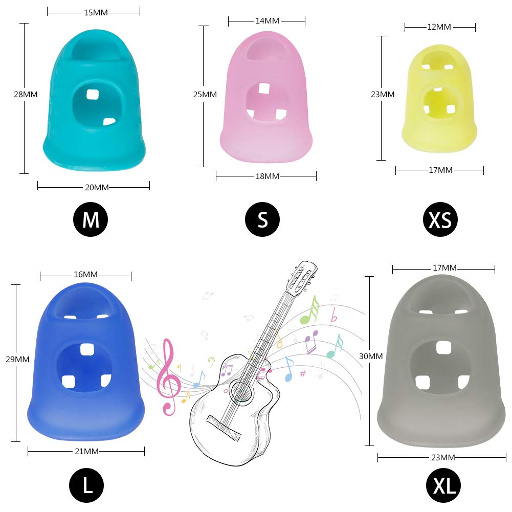 30pcs Silicone Guitar Finger Guards Fingertip Protectors Fingertip Protection Covers Caps for Stringed Instruments, Sewing and Embroidery (5 Sizes)