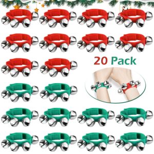 20pcs christmas wrist band jingle bells, musical instruments for christmas party favors (silver)