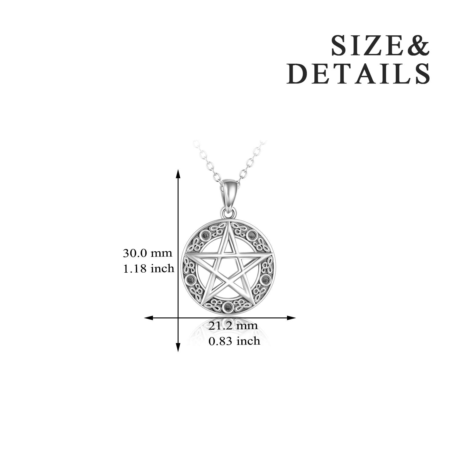 YFN Pentacle Necklace Sterling Silver Pentagram Pentacle Pendant Necklace Wiccan Jewelry for Women Men