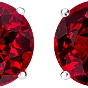 Houston Diamond District 1 Carat Total Weight Natural Ruby Solitaire Stud Earrings Pair 14K White Gold Popular Premium Collection 4 Prong Push Back