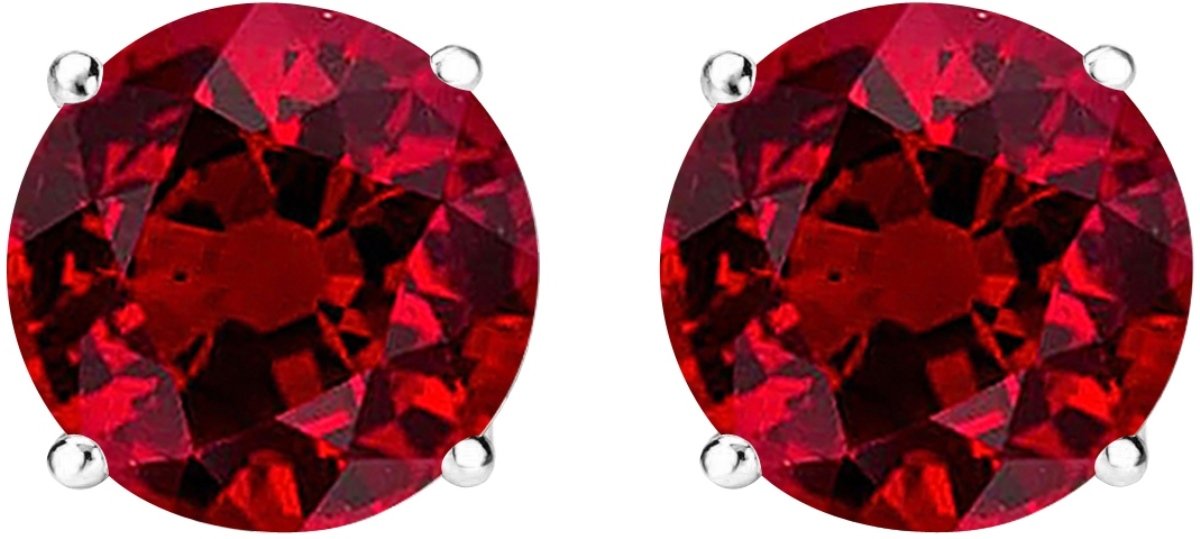 Houston Diamond District 1 Carat Total Weight Natural Ruby Solitaire Stud Earrings Pair 14K White Gold Popular Premium Collection 4 Prong Push Back